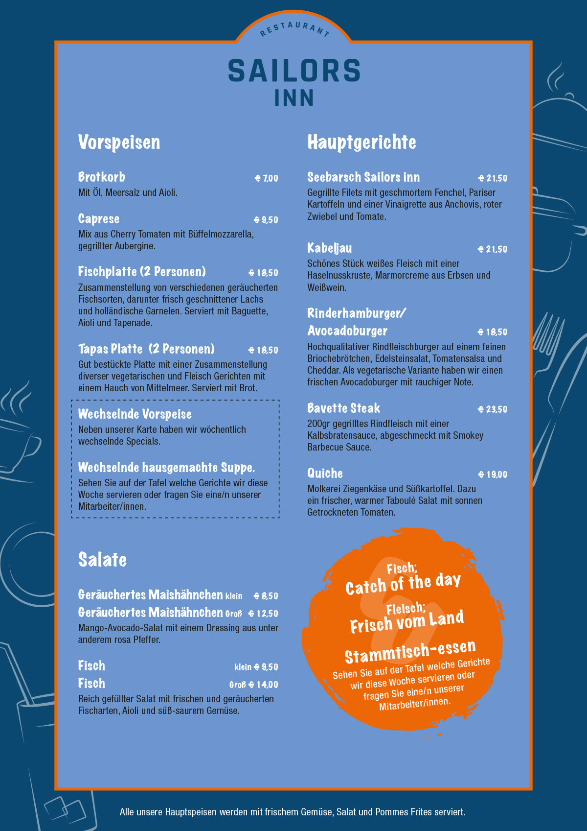 Restaurant Sailors Inn | Menu